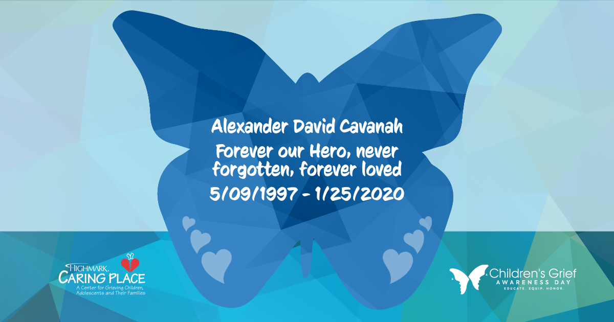 Butterfly dedicated to Alexander David Cavanah - Illuminating HOPE