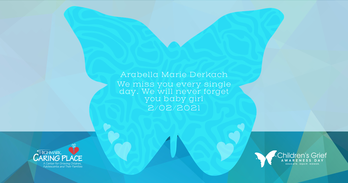 Butterfly dedicated to Arabella Marie Derkach - Illuminating HOPE