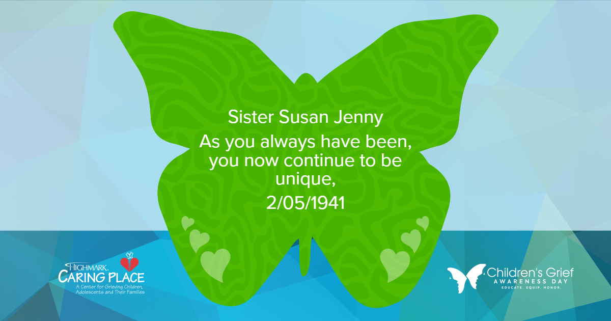 Butterfly dedicated to Sister Susan Jenny - Illuminating HOPE