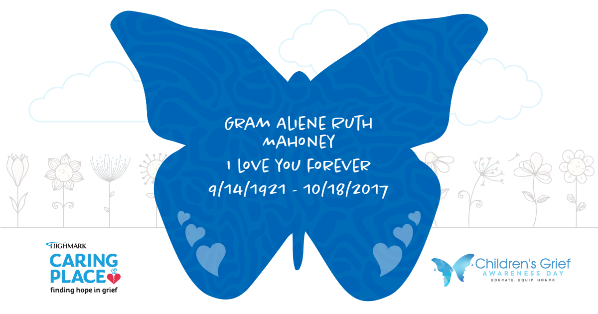 Butterfly dedicated to Gram Aliene Ruth Mahoney - Illuminating HOPE