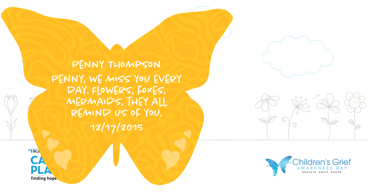 Butterfly dedicated to Penny Thompson - Illuminating HOPE