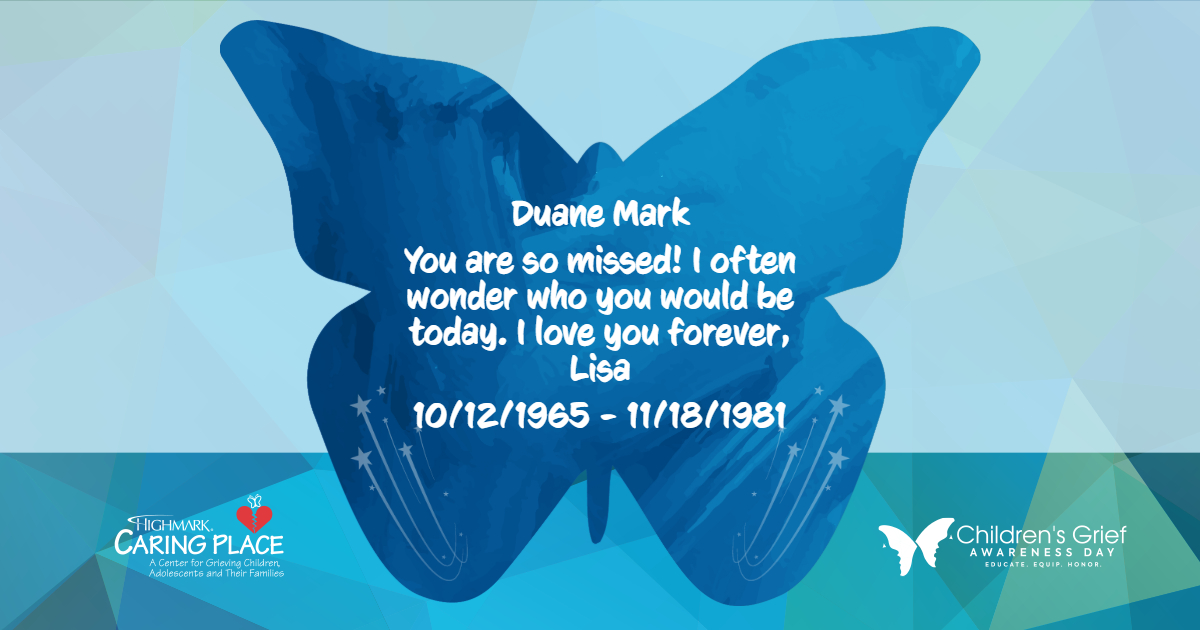 Butterfly dedicated to Duane Mark - Illuminating HOPE