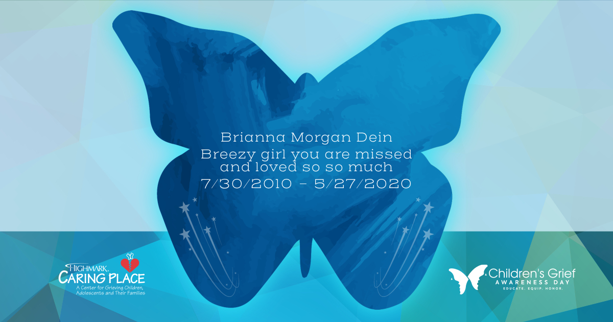 Butterfly dedicated to Brianna Morgan Dein - Illuminating HOPE