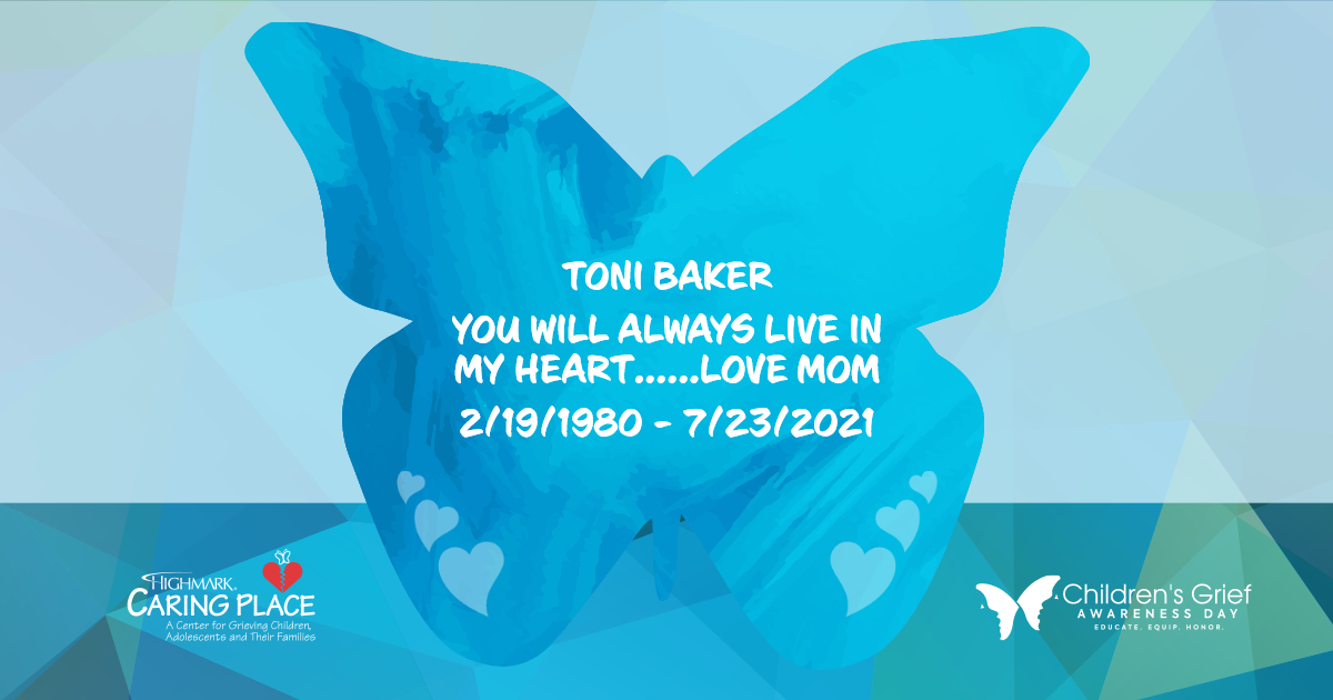 Butterfly dedicated to TONI BAKER - Illuminating HOPE